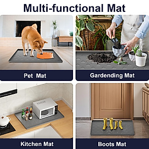 Under Sink Mat - Waterproof Kitchen Cabinet Tray - 34" x 22" Flexible Silicone Under Sink Liner with Drain Hole - Kitchen Bathroom Cabinet Mat and Protector for Drips Leaks Spills