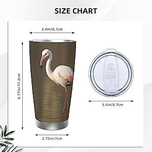 3d Flamingo 20oz Tumbler, Car Cup With Lid And Straw, Spill-Proof, Stainless Steel Double Wall Vacuum Insulated Reusable Coffee Travel Mug, For Cold Drinks, Hot Beverage