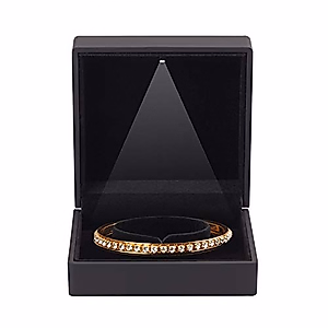 Luxury LED Light Bracelet Gift Box, Velvet Jewelry Bangle Box Storage Case Organizer Holder for Wedding, Engagement, Proposal, Birthday and Anniversary (Black)