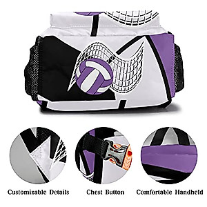 ArtGift Custom Sports Volleyball Purple Waterproof Backpack for Birthday Holiday Gift, 12.2(L) x 5.9(W) x 16.5(H) Inch
