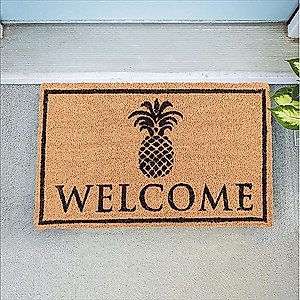 Avera Products | Classic Pineapple Welcome Mat, Natural Coir Fiber Doormat, Anti-Slip Mat Backing