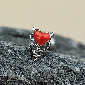 Pierced Owl 16GA Devil with a Heart 316L Surgical Stainless Steel Ear Cartilage Tragus Barbell Stud