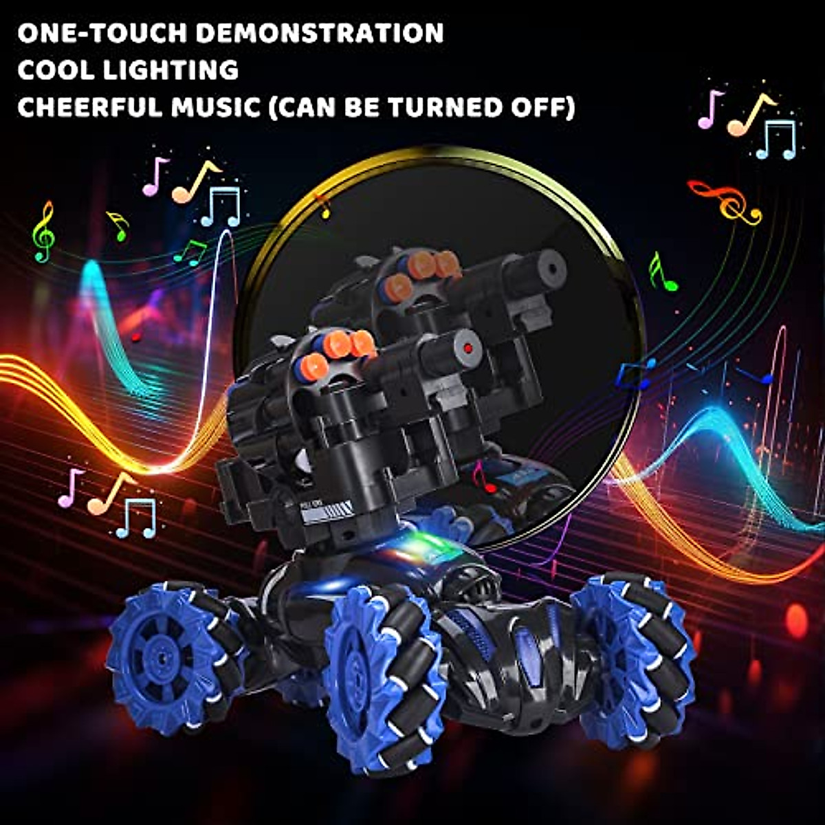 TIKHOSEN Rc Tank Car 4wd for Boys Stem Cool Toys Year Olds with Led 360 Drift Shooting Water Bullets Remote Control Bubble Car for Girls Birthday Gifts Ideas for Kids Age 6-15(B) (DB)