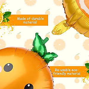 Gejoy 10 Pieces Citrus Balloons Orange Fruit Balloons Cartoon Fruit Aluminum Foil Balloons Jumbo Birthday Tangerine Balloons for Baby Shower Summer Citrus Themed Boy Girl Birthday Party Decor Supplies