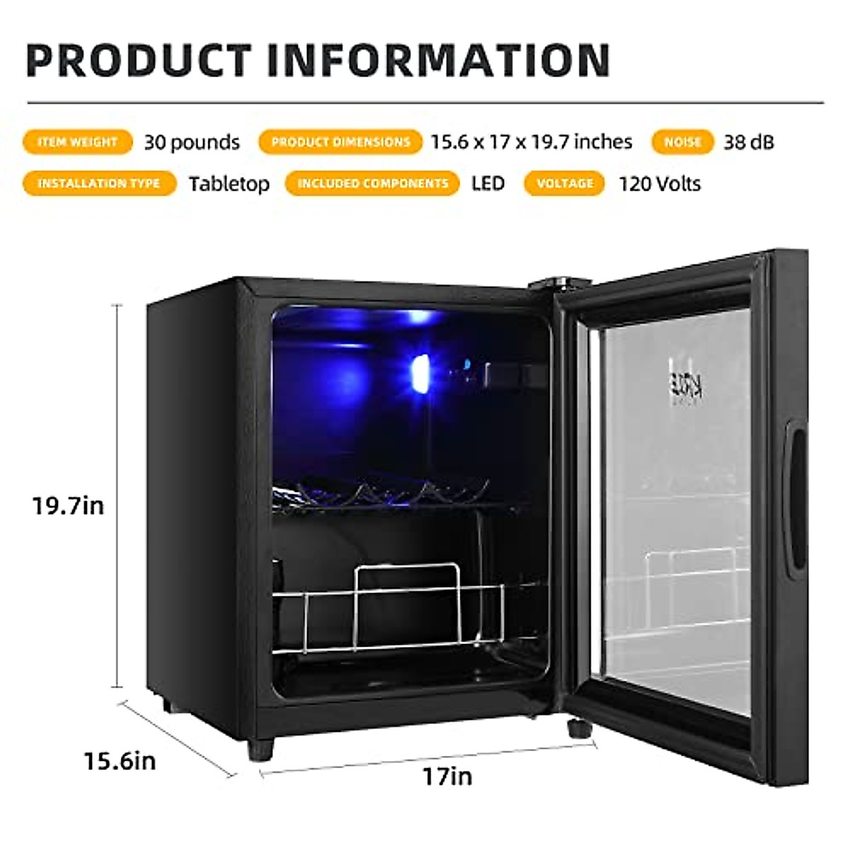 OOTDAY 75 Can Beverage Refrigerator - Freestanding Ultra Cool Mini Drink Fridge - Wine Cooler with Adjustable Shelving Glass Door for Home & Office