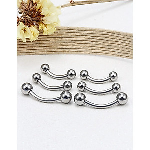 Vsnnsns 14G G23 Titanium Daith Rook Earring Piercing Curved Barbell Eyebrow Rings Snake Eyes Tongue Rings Piercing Jewelry Cartilage Tragus Forward Helix Piercing Jewelry for Women Men 8mm 10mm 12mm