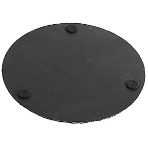 FUNSUEI 8 Pack 7.8 Inches Black Slate Cheese Board, Natural Slate Cheese Plates, Round Slate Serving Tray for Meat, Fruit, Biscuit, Kitchen Dining, Parties