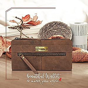 LEVOGUE RFID Soft Flexible Leather Wallet for Women-Credit Card Slots, Mobile case Coin Purse with ID Window - Handmade by VALENCHI (Brown Vintage)