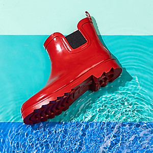 NORTY - Womens Ankle Rain Boots - Ladies Waterproof Winter Spring Garden Boot runs ½ size large Red Size 9