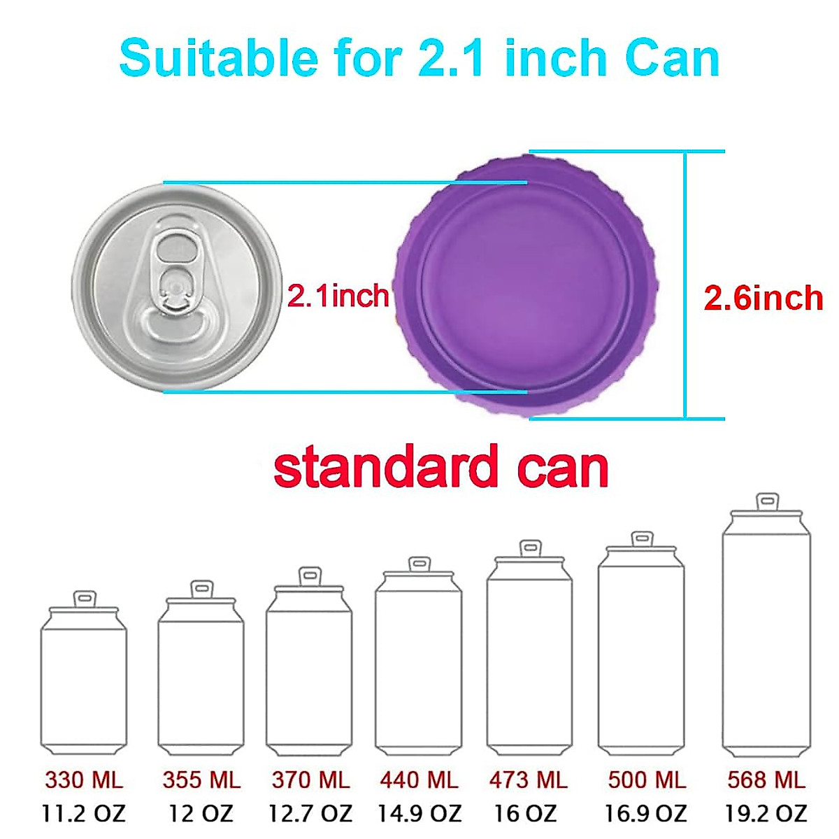 6 Pack Silicone Soda Can Lids, 6 Color BPA-Free Reusable Silicone Can Covers, Can Stopper or Protector For Soda, Beer, Drink, Juice, Coke, Beverage, Fits Standard Cans