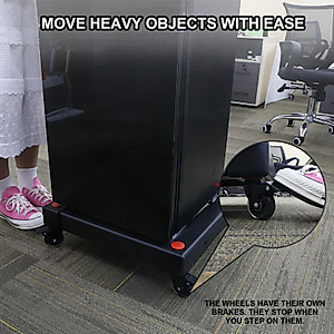 Uholan Mini Furniture Dolly,19.88"X19.68" Mover's Dolly,176lbs Furniture Appliance with 2 Locking Wheels -Refrigerator Washing Machine Stand Moving Cart- Retractable Dolly Cart Roller Pedestal (Black)