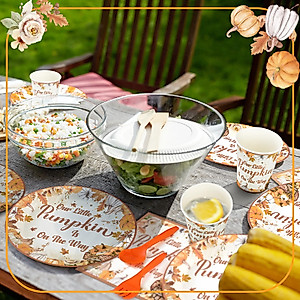 Skybooly 350 Pcs Pumpkin Baby Shower Party Decorations Supplies Fall Theme Party Tableware Set Our Little Pumpkin Is on the Way Party Dessert Plates Napkins Forks for 50 Guests Baby Shower Party