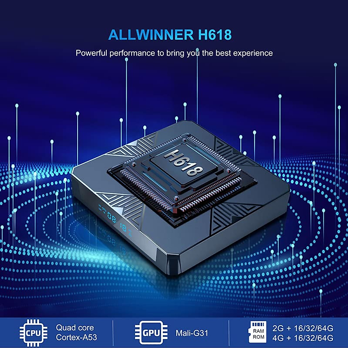 Android 12.0 TV Box,X98H 4GB RAM 32GB ROM H618 Quad-Core 64bit CPU Support WiFi6 Dual 2.4G/5.8G WiFi Ethernet BT5.0 4K 6K HDR10 Ultra HD Smart Home Player X98 Set Top Box