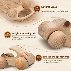 TOY Life Wooden Toys Cars, Montessori Toys for Babies 0-6-12 Months, Rattle Toy Cars for Toddlers 1-3, Christmas Wooden Baby Toys Gift 1 Year Old, Baby Boy Nursery Decor, 1 Year Old Boy Birthday Gift