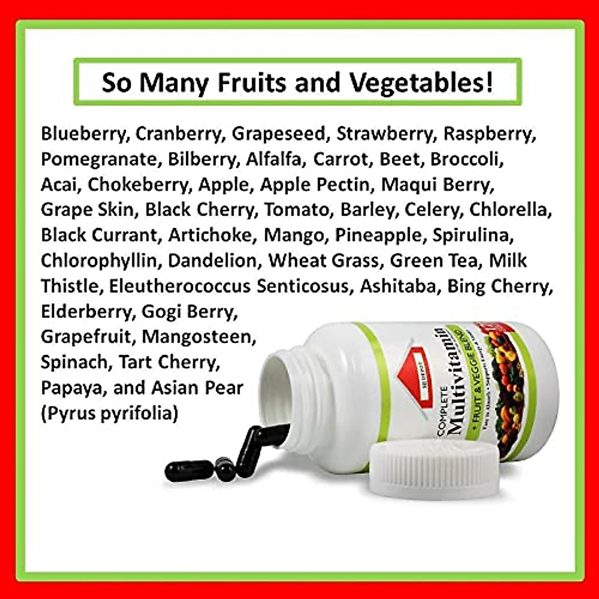 SJJ DEPOT 120 Multivitamin Fruit and Vegetable Liquid Capsules, Loaded Multivitamins, Supplements, Multiple Vitamin has Joint Heart Brain Antioxidants, Daily Women Men Senior Adult Multi Vitamins