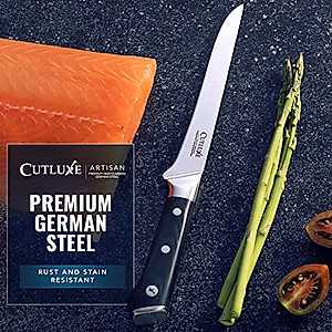 Cutluxe Boning & Fillet Knife – 6" Deboning Knife, Perfect for Meat Trimming – Razor Sharp Blade from High Carbon German Steel – Full Tang & Ergonomic Handle Design – Artisan Series