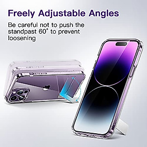 JETech Kickstand Case for iPhone 14 Pro Max 6.7-Inch (NOT for iPhone 14 Pro 6.1-Inch), Support Wireless Charging, Slim Shockproof Bumper Phone Cover, 3-Way Metal Stand (Clear)