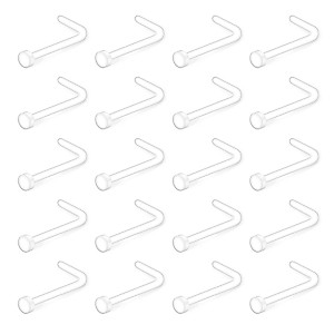 Ruifan 20G Clear Bioflex L Shaped Nose Ring Stud Retainer Body Jewelry Piercing Top Flat 2mm 20PCS