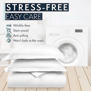 ZIZZ 4 Piece Full Size Duvet Cover Set - 100% Organic Cotton, 400 Thread Count, Soft Luxury Sateen Weave, 1 Comforter Cover, 1 Fitted Sheet and 2 Pillowcases, Zipper Closure - White