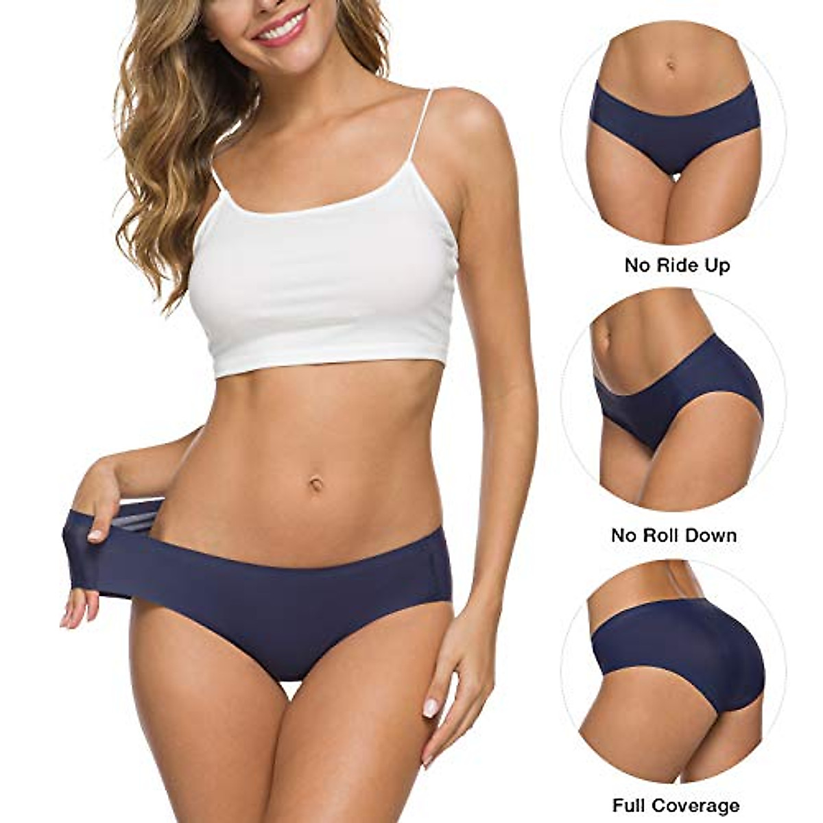 Altheanray Women’s Seamless Underwear No Show Panties Soft Stretch Bikini Underwears 6 Pack(3081M-color12)