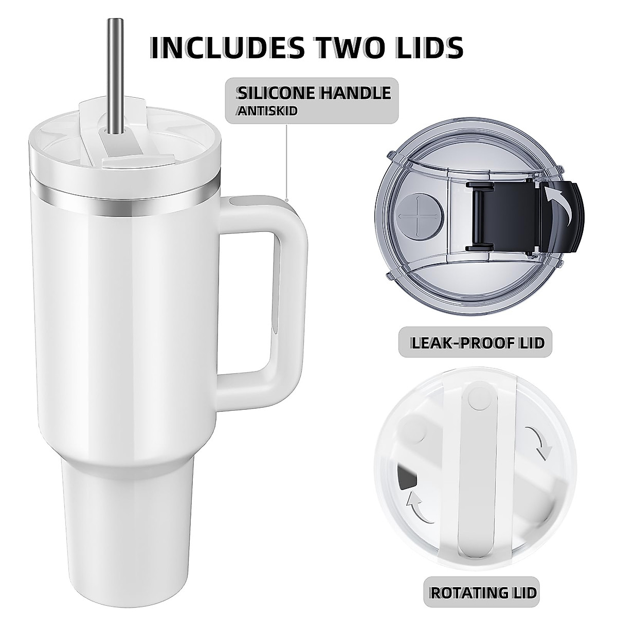 MURRICON 40 oz Tumbler with Handle and Straw,Stainless Steel Sublimation Tumblers with Handle,Vacuum Insulated Travel Mug with Lid,for Coffee and Beverages