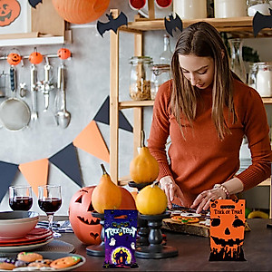 40 Pcs Halloween Treat Bags with Handles,Halloween Goodie Bags Treat bags for Kids, Halloween Plastic Candy Goody Gift Bags for Halloween Party Decorations Supplies Favors
