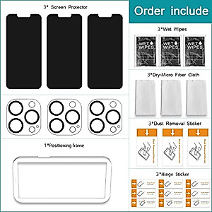 Romuto 【3+3 Pack】 Designed for iPhone 12 Pro Max Privacy Screen Protector Tempered Glass, 9H Hardness, Case Friendly, Bubble Free (Privacy-Anti-Spy)