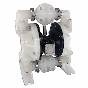 HOTSTORE Double Diaphragm Pump, Air-Operated Double Diaphragm Transfer Pump Polypropylene 72GPM,125 PSI, 1" Inlet &Outlet, 1/2" Air Inlet for Chemical Industrial Use (QB-25PP)