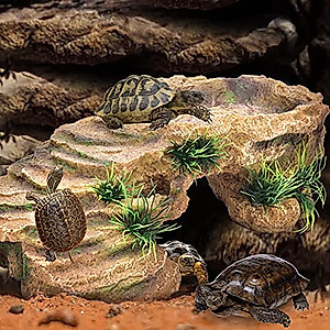 MeiMeiDa Turtles Basking Platform Tortoise Resin Dock Reptile Habitat Climbing Ornament Floating Ledge Aquarium Decoration for Small Lizards, Frogs, Snakes,Chameleon