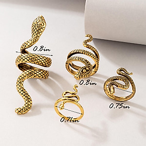 Dcfywl731 Snake Ring for Women Adjustable Vintage Reptile Serpent Stackable Snake Rings Goth Punk Snake Jewelry Halloween Costume Accessories