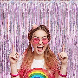 Pink Curtains for Pink Party Decorations, 3 Pack 3.3ft x 8.3ft Pink Streamers for Birthday Girl Princess Bachelorette Euphoria Theme Party Decorations, Pink Backdrop Photo Booth Props Party Supplies
