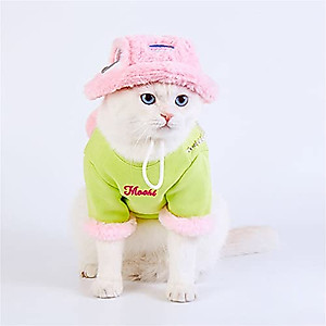 Small Dog Kawaii T-Shirt Hoodie with Heart Shape Plush Bag Soft Pet Puppy Clothes Breathable Cotton Cat Cute Casual Costume for Spring and Autumn (S,Green)