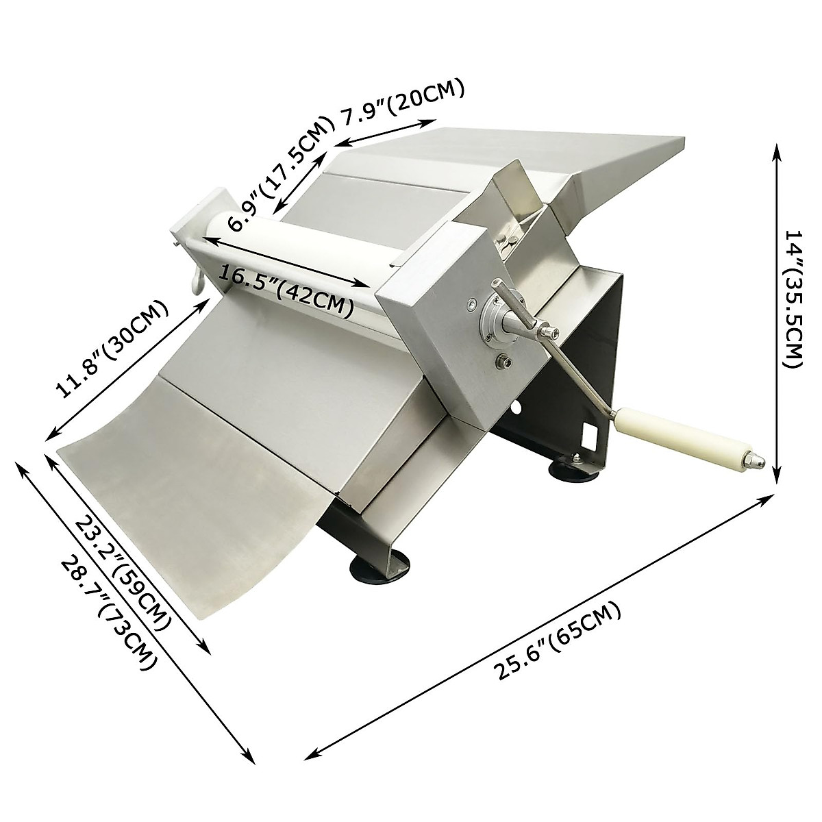 TECHTONGDA Manual Dough Sheeter Machine 16.5" Fondant Sheeter Pasta Maker Roller Machine Compact Dough Sheeter for Croissants, Pizza, Icing, Marzipan, Puff Pastry