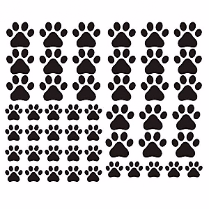 49 Pieces/Set Dog Paws Wall Decals Vinyl Pawprints Sticker Animal Footprint Wall Art Decoration for Kids Boy Girl Baby Nursery Bedroom Living Room Animal Tracks Decor YMX21 (Black)
