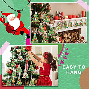 48 Pieces Christmas Tree Craft Kit for Kids Christmas Arts and Crafts Make Your Own Christmas Craft Project for Kid DIY Christmas Tree Ornament Kit Self Adhesive Sticker Sheet for Xmas Tree Decoration