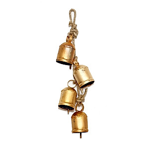 Cow Bells Set Rustic Vintage Vintage Rustic Tin Christmas Bells Jingle Bell Cow Bell Lucky Harmony Cow Bells On Rope Set Cluster Wall Hanging Décor Harmony Bells, Long Hanging Bell Decoration Rustic