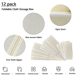 MANCHUANG 12 Pack Drawer Organizers, Drawer Dividers Storage Bins,Dresser Closet Organizers Foldable Storage Bins for Clothes,Underwear,Socks,Bra,Towels,Ties (Beige)