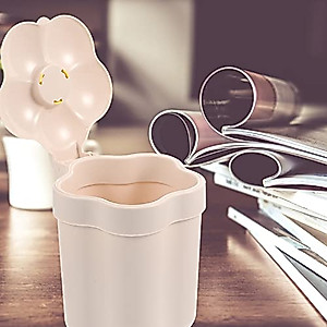 Zerodeko Trash Cans Trash Cans Garbage Cans Mini Wastebasket Trash Can Tiny Desktop Waste Garbage Bin with Swing Lid for Home Office Kitchen Vanity Tabletop White Trash Cans Garbage Cans Garbage Cans