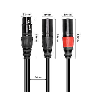 XMSJSIY Dual XLR 3 Pin to XLR 5 Pin DMX Stage Light Cable Audio Cable,DJ XLR 5-Pin Female to XLR 3-Pin Male Connector Mic Preamp Y Splitter Patch Cable for Microphone-50cm(Male to Female)