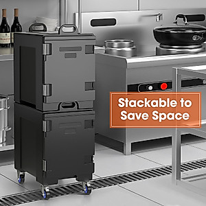 Goplus Hot Box for Catering, 5 Full-Size Pans Insulated Food Pan Carrier with 81 Quart Capacity, Wheels, Handle,Food-Grade LLDPE Material, Portable Food Warmer Box for Restaurant Canteen Hotel