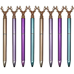 Maydahui 12PCS Deer Head Shape BallPoint Pen Creative Christmas Animal Pens Black GeL Ink Design for Boys Student