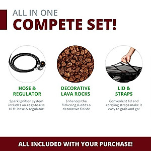 Kinger Home 20" Portable Propane Fire Pit for Camping with Carrying Strap, 52,000 Btu, Portable Campfire, Smokeless Fire Pit, Outdoor Heater Propane Gas Fire Pit Black