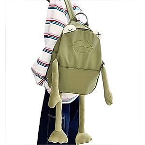 LaurelTree Kawaii Aesthetic Cute Funny Cartoon Frog Backpack Laptop Travel Bag School Students Teens Girls