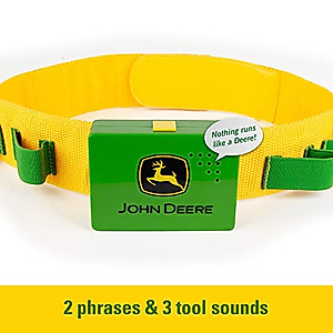 John Deere Deluxe Talking Toolbelt - 7-Piece Kids Tool Set - Interactive Construction Toys - Interactive Toddler Tools Playset - Green - 7 Count - Preschool Toys Ages 2 Years and Up