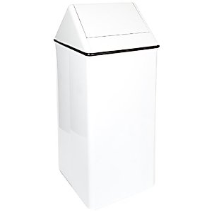 Witt Industries 1411HTWH Stainless Steel 21-Gallon Waste Watcher Hamper and Swing Top Receptacle, Square, 15" Width x 15" Depth x 38" Height, White