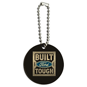 GRAPHICS & MORE Ford Built Ford Tough Wood Wooden Round Keychain Key Chain Ring