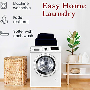 400 Thread Count 100% Egyptian Cotton Sheet Set - Olympic Queen Size Sheets Set - 12 inch Deep Pocket of Fitted Sheet - 4 Piece Sheet Set (Navy Blue Stripe - Olympic Queen 12 inch Deep Pocket Sheets)