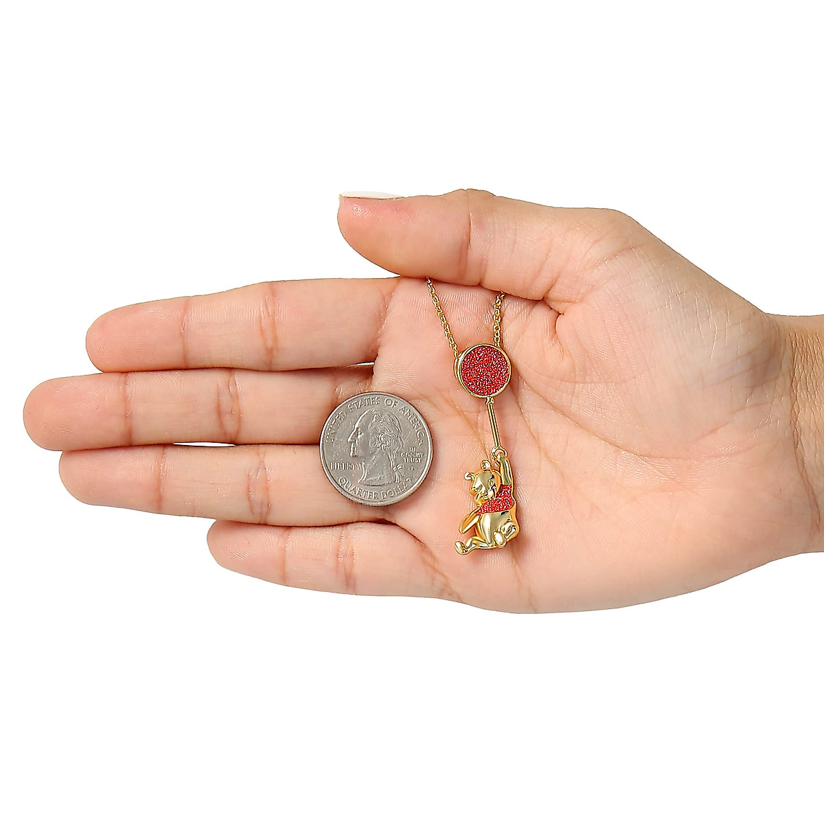 Disney Winnie The Pooh Necklace Official License 18" - 18k Gold Flash-Plated Necklace with Pooh Bear Pendant