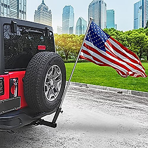 KAIRAY Hitch Mount Flagpole Holder Universal for Standard 2 inch Hitch Receivers fit for Truck SUV RV Pickup