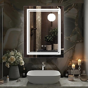 Janboe 20×26inch Medicine Cabinet with Lights,Lighted Medicine Cabinet,3 Colors&Dimmable,Demister,Internal Light,USB Shaver Socket,Inner Door Lighting